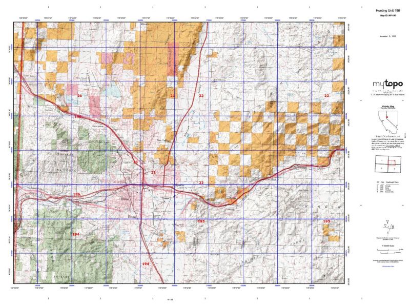 Nevada Hunting Unit 196 Topo Maps - HuntersDomain