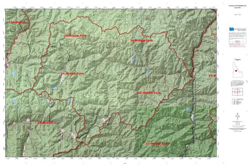 Idaho Hunting Unit 26 Middle Fork Topo Maps - HuntersDomain
