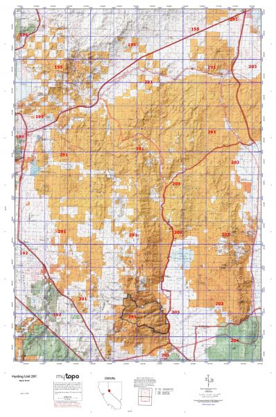 Nevada Hunting Unit 291 Topo Map For Sale | Nevada Hunting Maps