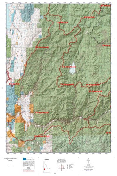 Idaho Hunting Unit 33 Sawtooth Topo Maps - HuntersDomain