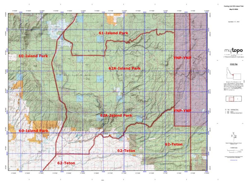 Idaho Hunting Unit 62A Island Park Topo Maps - HuntersDomain