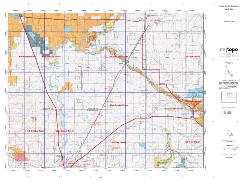Idaho Hunting Unit 63A Snake River Topo Maps - HuntersDomain