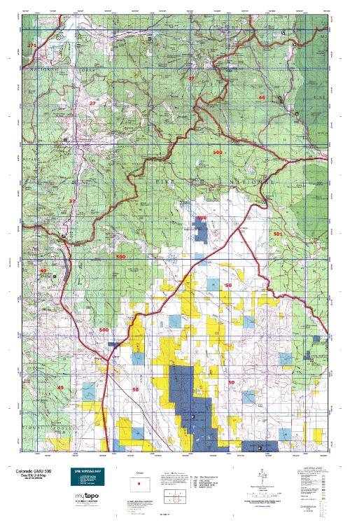 Colorado Unit 500 Topo Map | Colorado Hunting Unit Maps for Sale