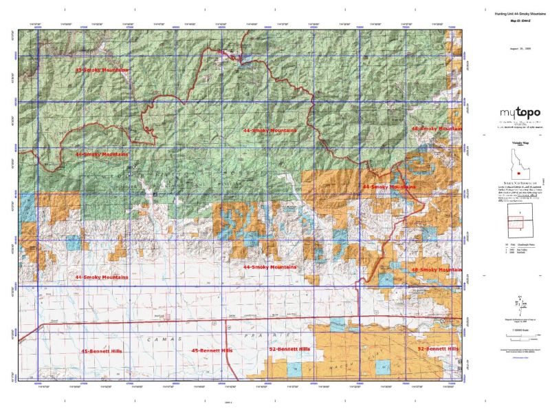 Idaho Hunting Unit 44 Smoky Mountains Topo Maps » Hunters Domain ...