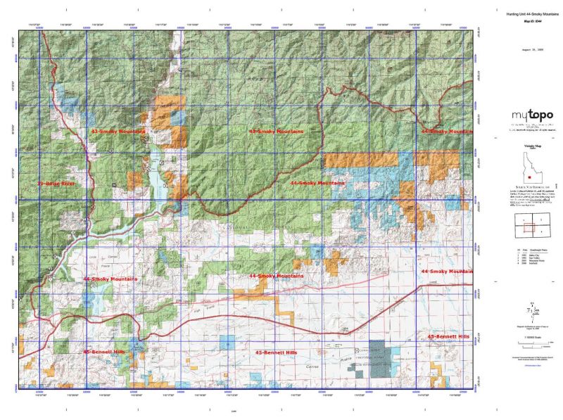 Idaho Hunting Unit 44 Smoky Mountains Topo Maps » Hunters Domain ...